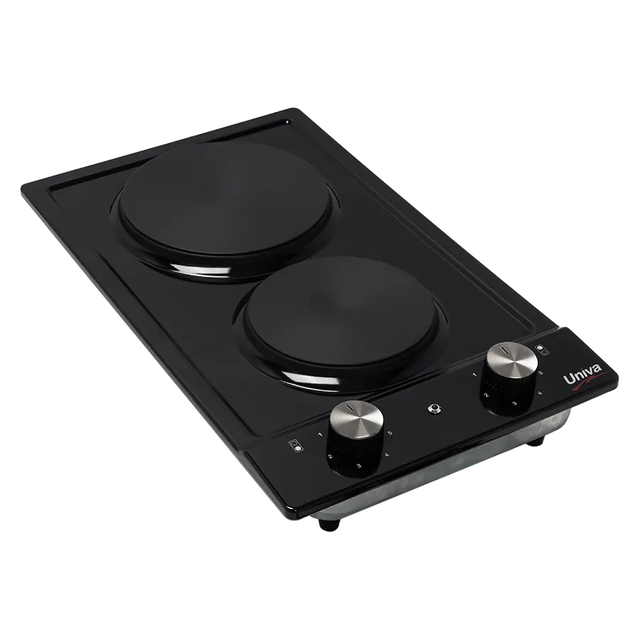 Univa 2 solid plate Domino Solid hob Black | Furntech Agencies